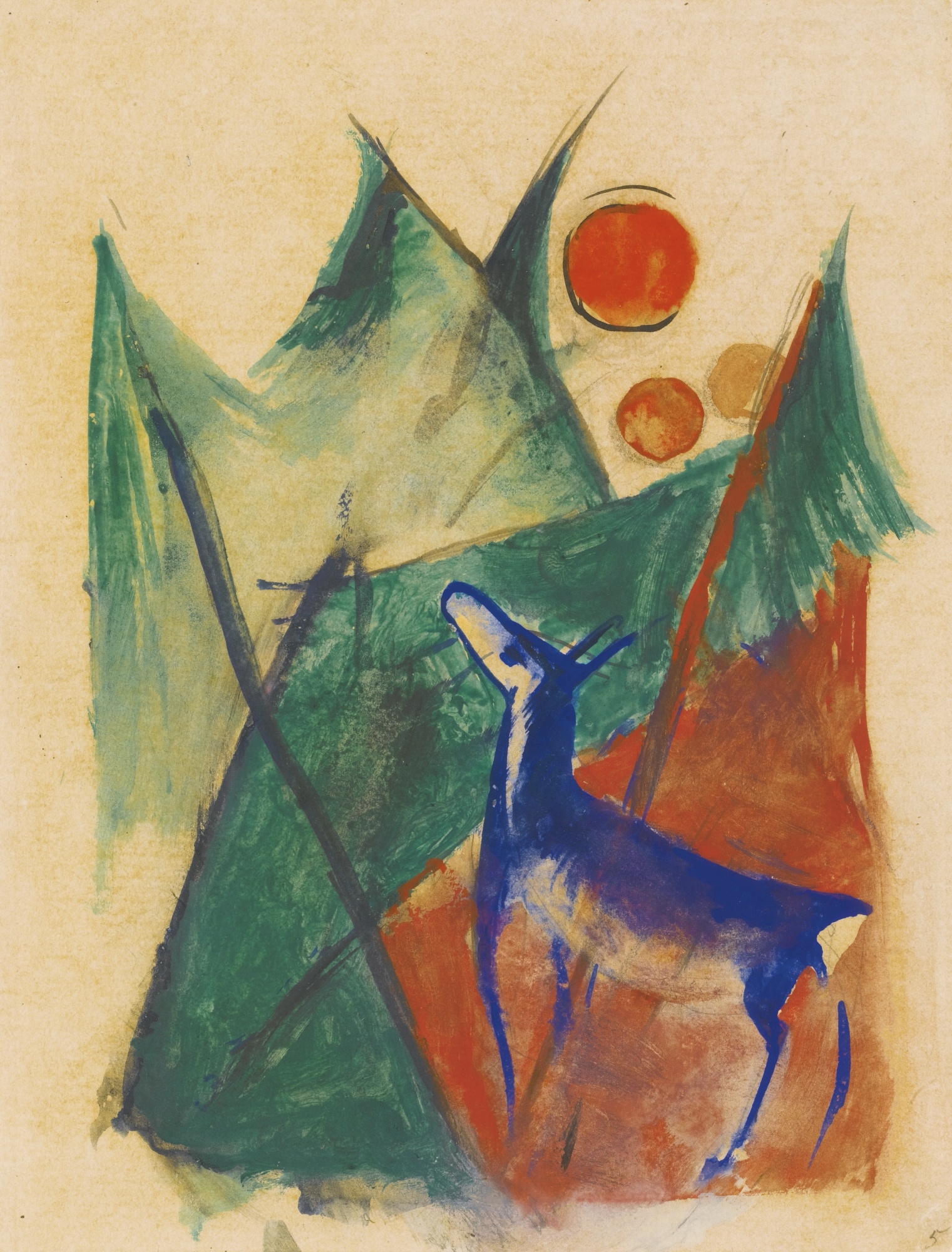 Franz Marc | Abstraktes Aquarell II (1913 - 1914) | MutualArt