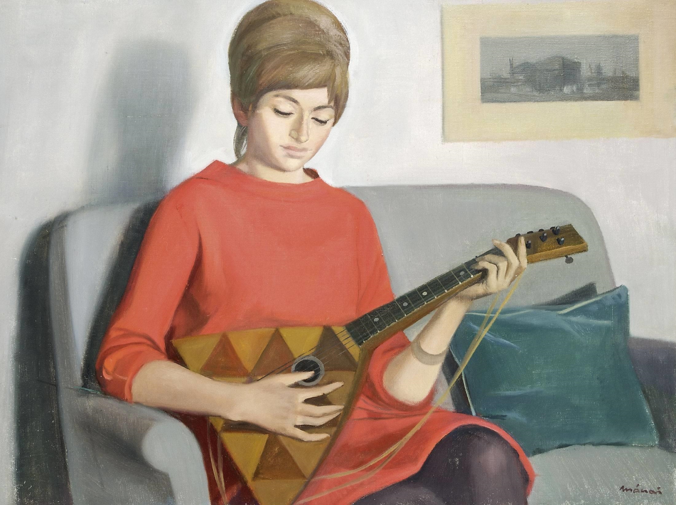 István Mácsai | Woman with a mandolin | MutualArt