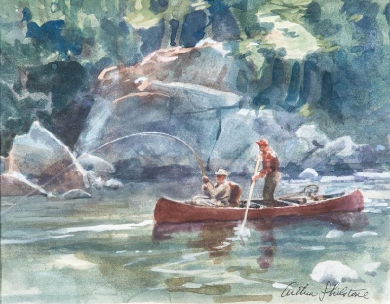 Arthur Shilstone | Fly Fishing from a Canoe | MutualArt