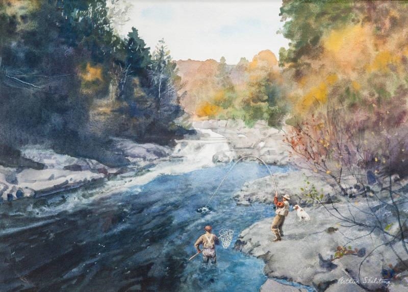 Arthur Shilstone | Fly Fishing from a Canoe | MutualArt