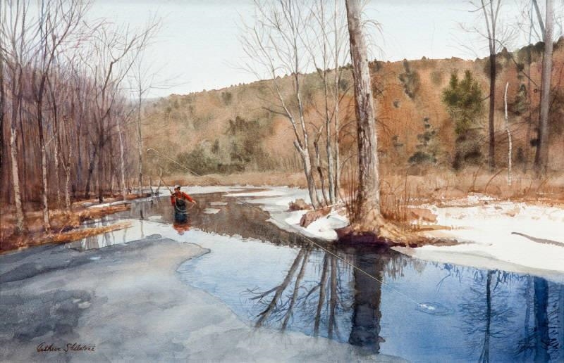 Arthur Shilstone | Fly Fishing from a Canoe | MutualArt