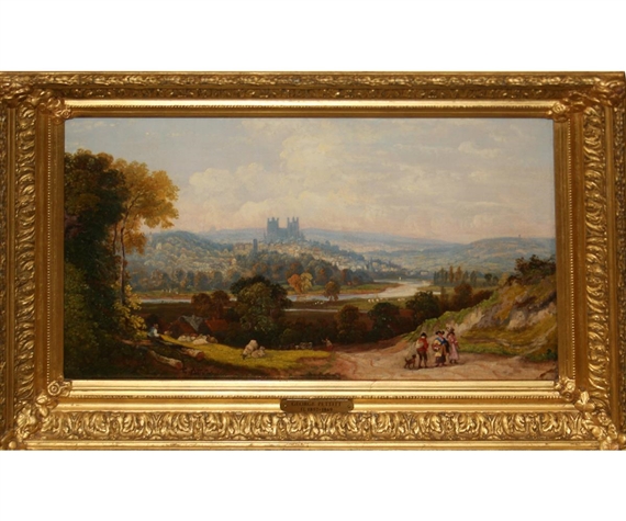 George Pettit | Italianate Landscape with Figures in foreground | MutualArt