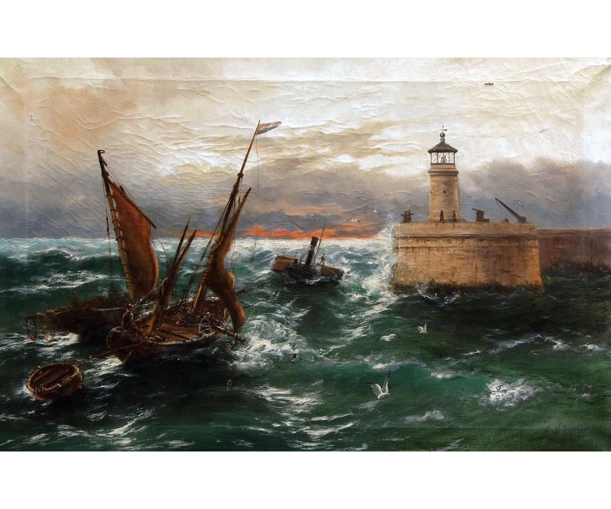 Edward Henry Eugene Fletcher | Fishing Boats Outward Bound from ...