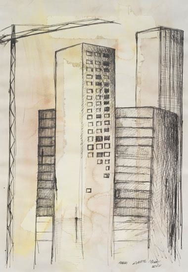Daniel Mosako | Skyscrapers and Crane (2008) | MutualArt