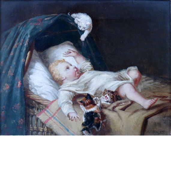 Frank Albert Philips | 2 Works: Child with Toy, 1894; Playmates, 1895 ...