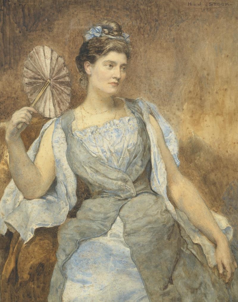 Henry John Stock | Portrait of a lady in blue (1901) | MutualArt