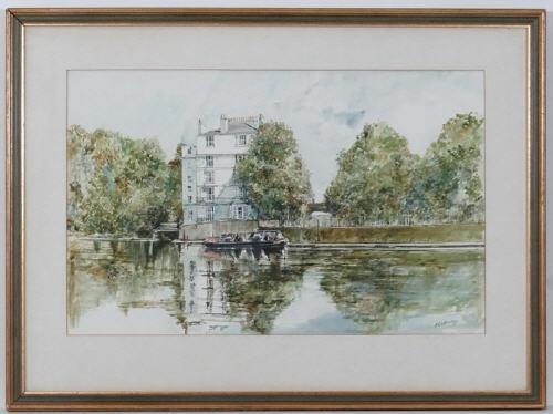 Alex Prowse | Regent's Canal Little Venice with barge (1985) | MutualArt