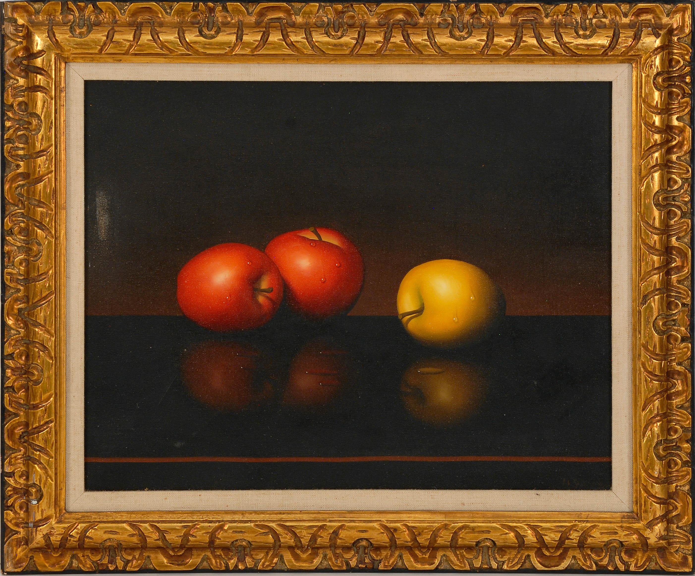 Al Jackson | Still life of one green and two red apples | MutualArt