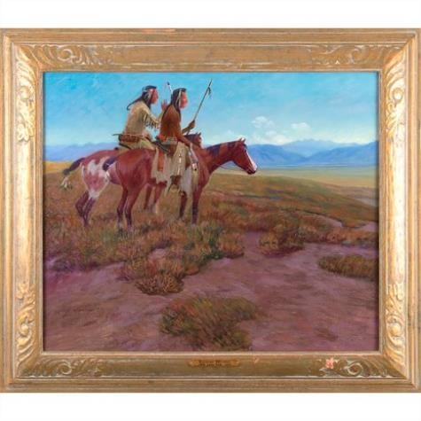 Lone Wolf | Apache on Horseback at Sunset | MutualArt