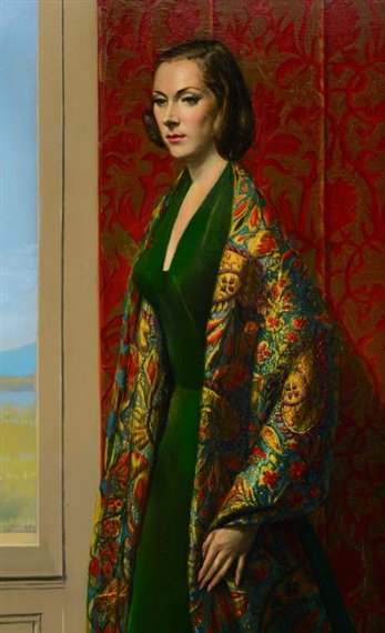 Raymond Whyte | Portrait of a Woman in green velvet dress and ...