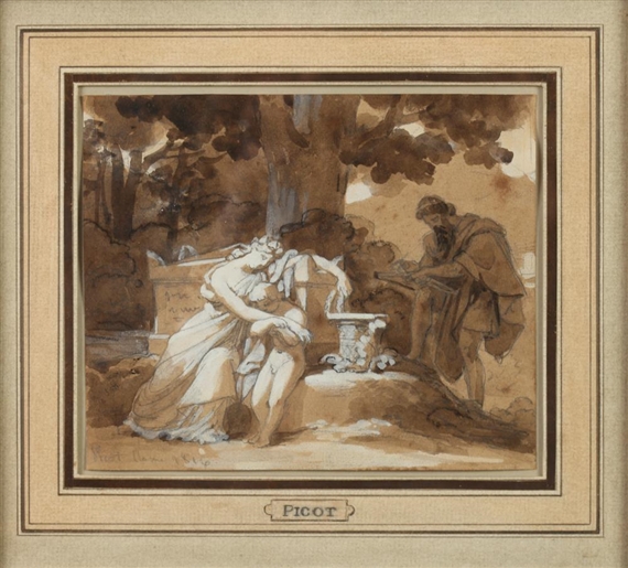 Francois-Edouard Picot | ARTIST SKETCHING A TOMB (1816) | MutualArt