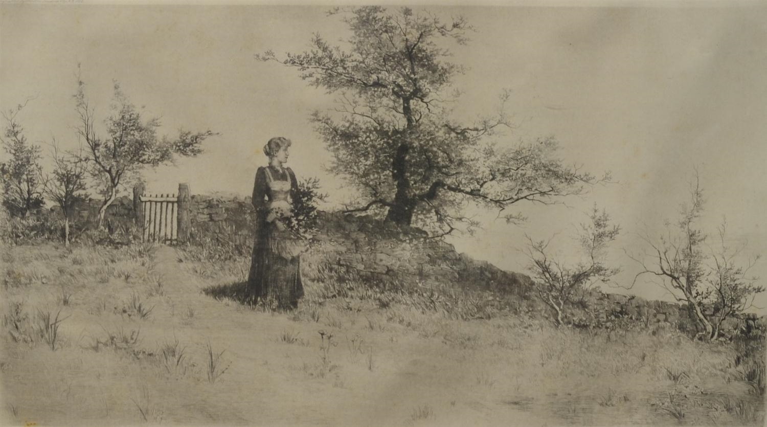 Alfred J. Haller | Landscape with River and Stone-Chimneyed Cottage ...