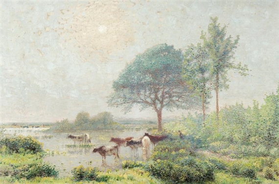 Adrien-Joseph Heymans | The drizzle - La bruine (Circa 1898) | MutualArt