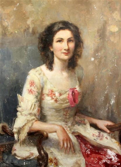 Anthony Devas | Portrait of a lady seated in an armchair | MutualArt