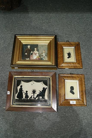 Unknown | 4 works: silhouette miniatures of a lady and a gentleman ...