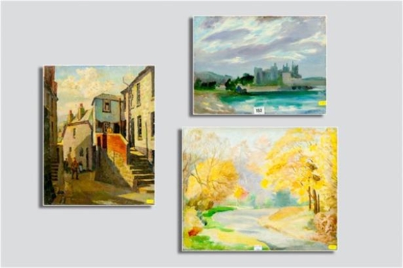 Miles Balmford Sharp | 3 Works: view of Conwy Castle and Bridge from ...