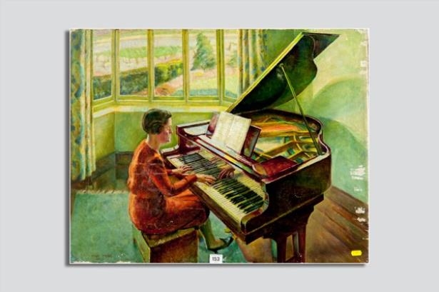 Miles Balmford Sharp | lady playing a grand piano | MutualArt