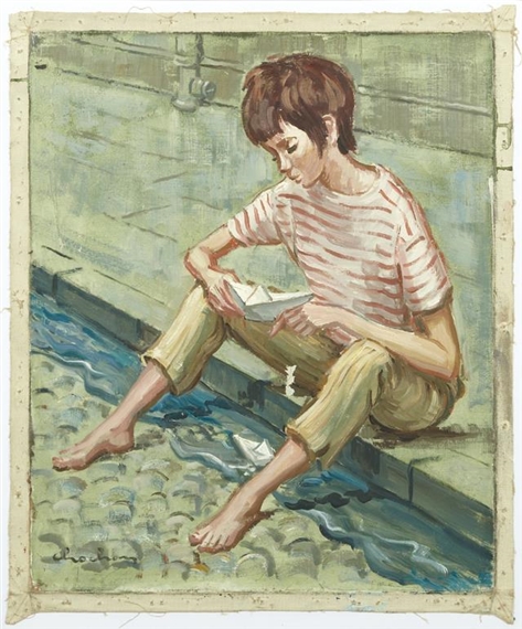 André Chochon | 3 Works: Boy with a Paper Boat; Boy with a Lute & Woman ...