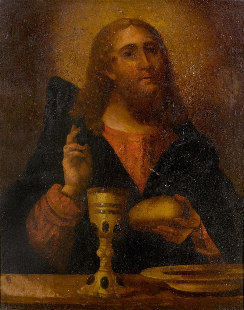 Giuseppe Caletti | Christ blessing, with wine, bread and cup | MutualArt