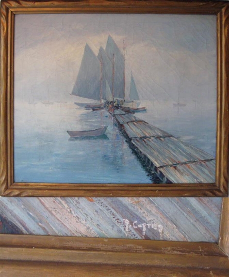 R. Carter | Dock scene with sailboats | MutualArt