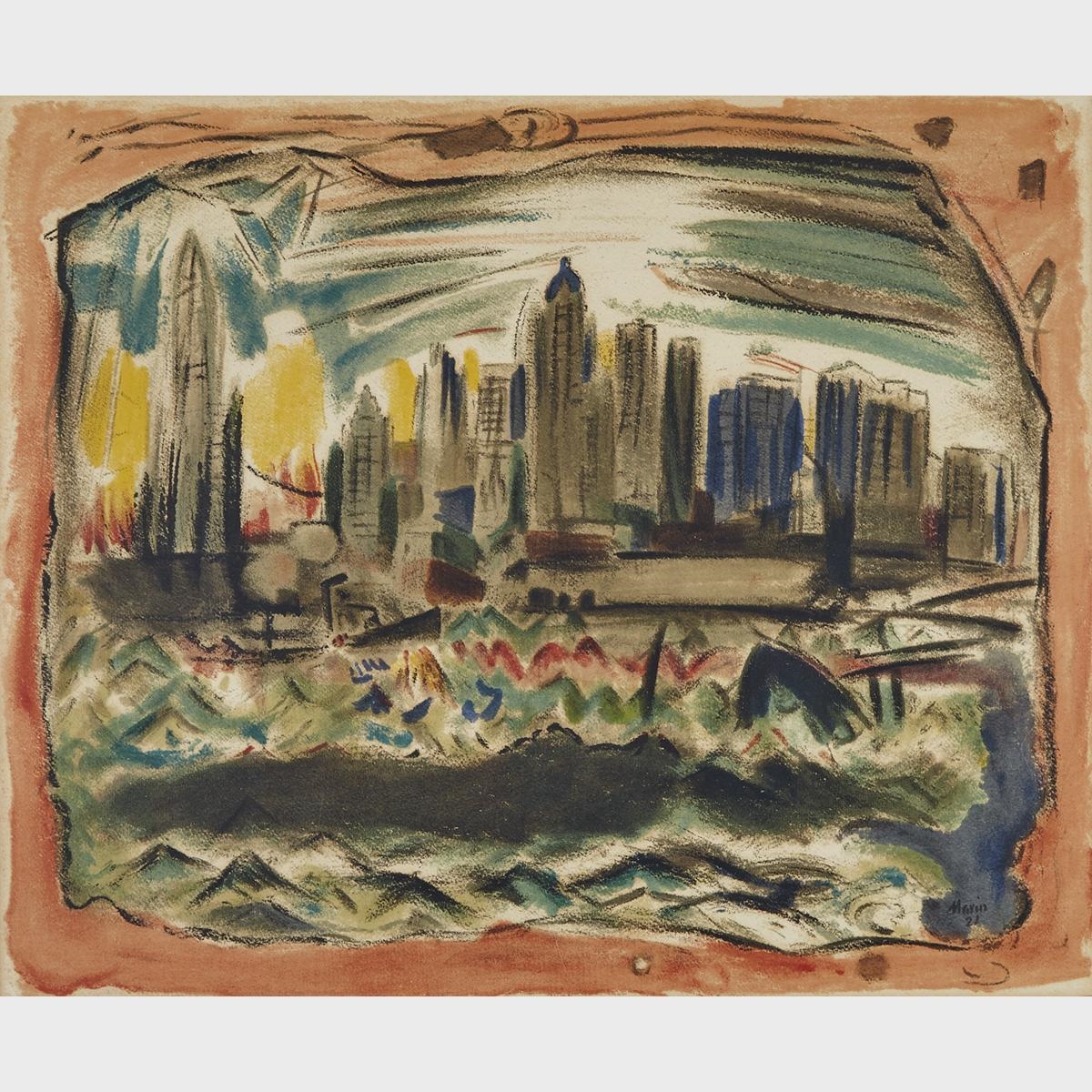 John Marin | MANHATTAN SKYLINE (1921) | MutualArt