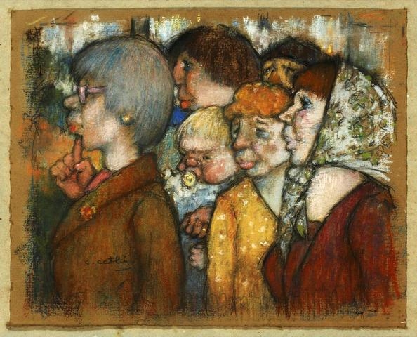 Christopher Catlin | (5) Women in a queue | MutualArt