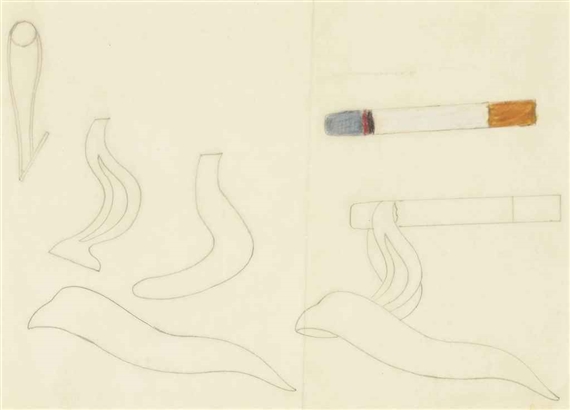Tom Wesselmann | Working Drawing for Smoking Cigarette #1 (1980 ...