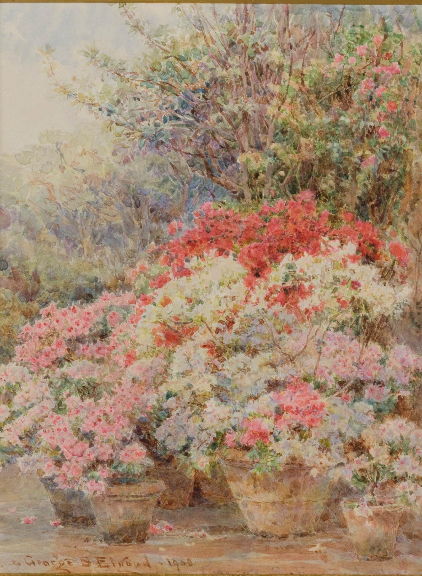 George Samuel Elgood | Cottage Garden, Ramscliffe | MutualArt