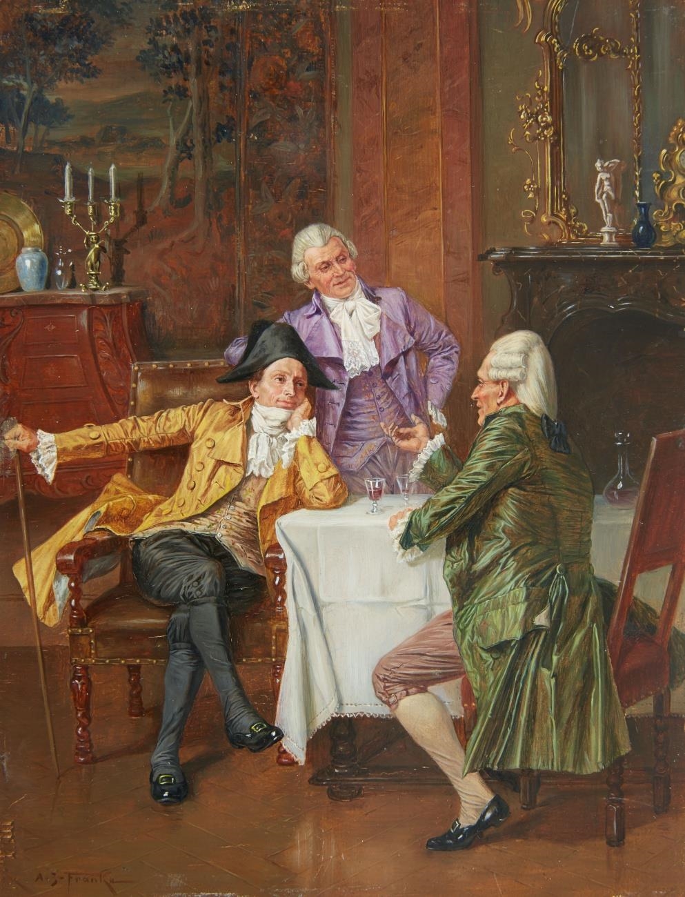 Albert Josef Franke | A Rococo Interior with Gentlemen Debating | MutualArt
