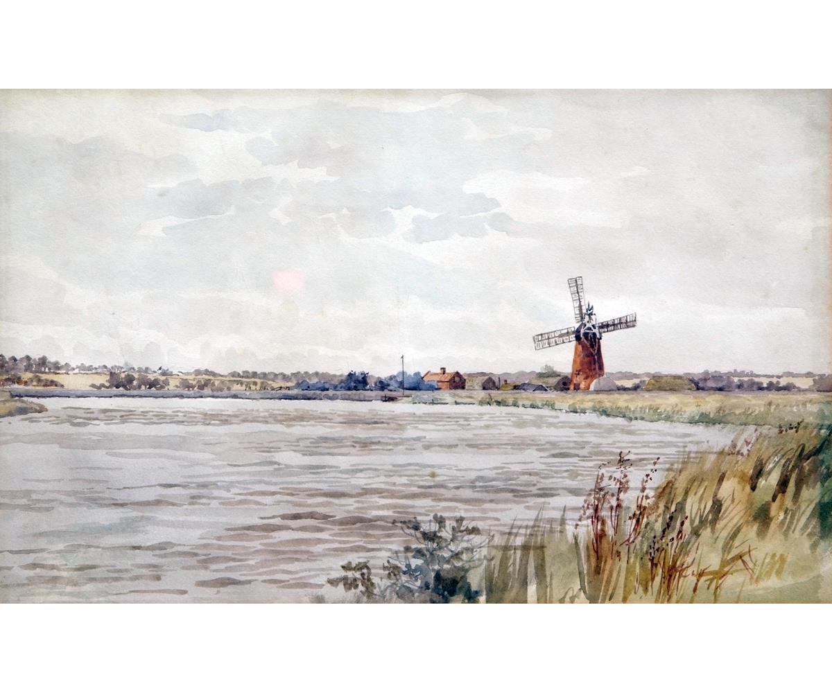 Stephen John Batchelder | Norfolk River Landscape with Windmill | MutualArt