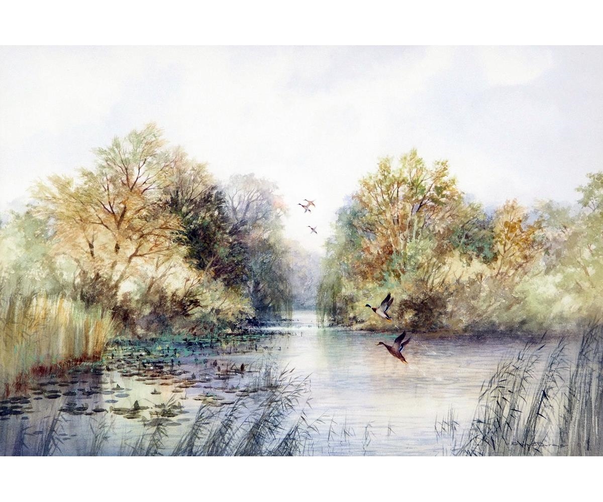 Colin W. Burns | Norfolk Broads Scene with Heron | MutualArt
