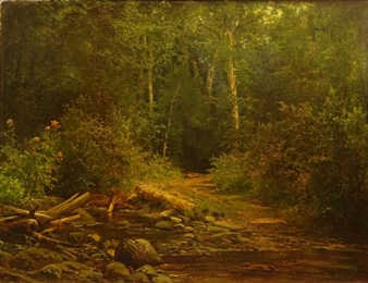 Ivan Shishkin | Russian spring landscape with a serpentine stream ...