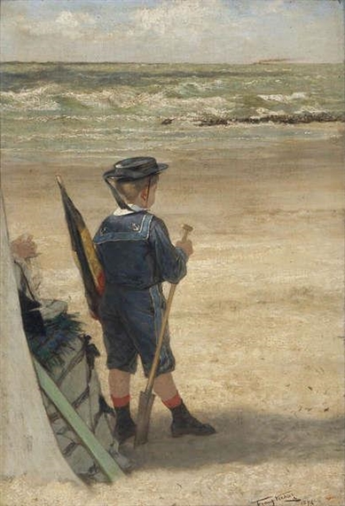 Franz Verhas | Boy with his mother at the beach on the 21st of July ...
