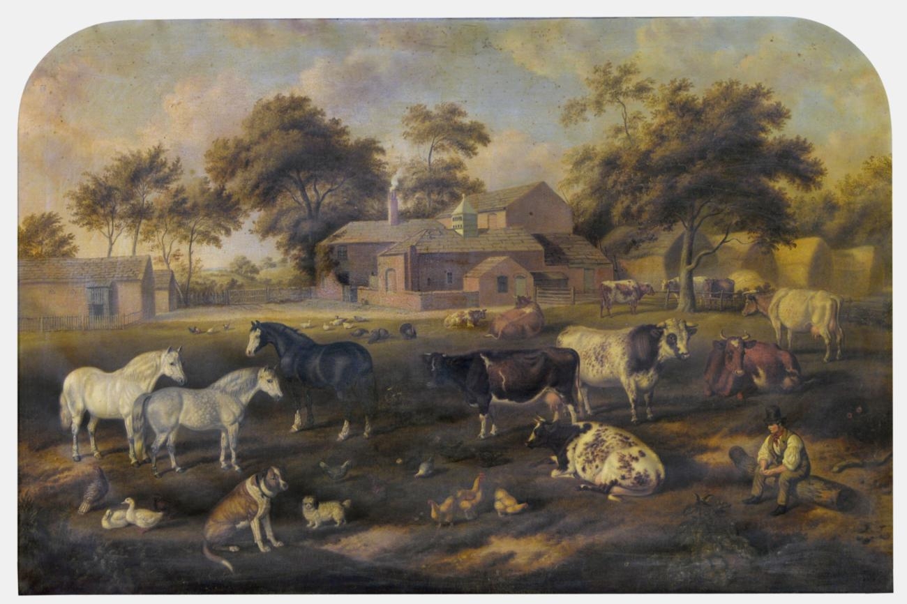 G. Jackson | A busy farmyard scene before buildings and the farmer ...