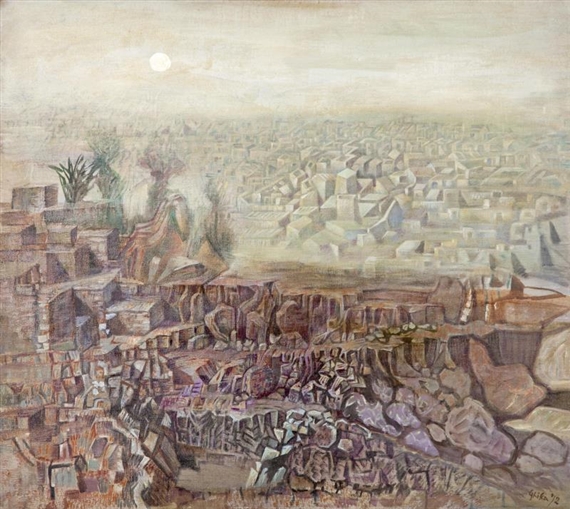 Nikos Hadjikyriakos-Ghika | Moon over wall / Moon with mist (1972 ...