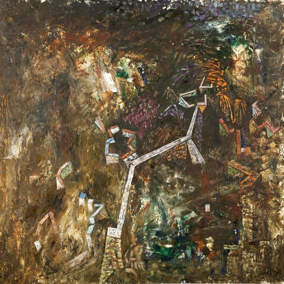 Nikos Hadjikyriakos-Ghika | Wall across dark rocks (1957) | MutualArt