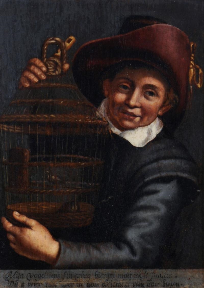 Hendrick Bloemaert | A little boy with canaries in a cage | MutualArt