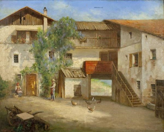 Arturo Marion Colavini | Cortile di un casale nella vallata dell'Isonzo ...
