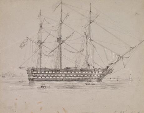 Herbert Crompton Herries | HMS ST. VINCENT IN PLYMOUTH SOUND (1844 ...
