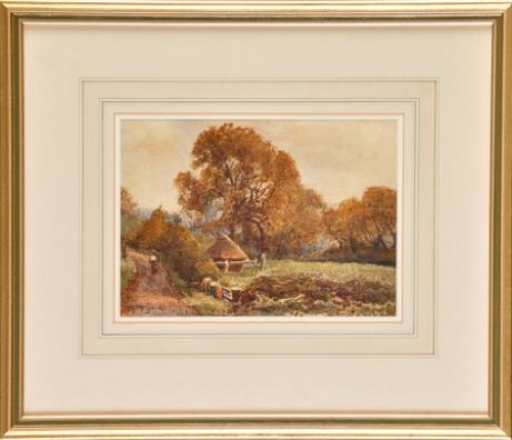 Walter Henry Goldsmith | A COUNTRY LANE WITH A FIGURE PASSING A ...