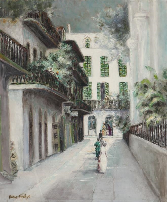 George Orry-Kelly | New Orleans street scene with figures | MutualArt