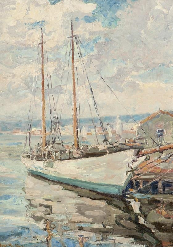 J. Edgar Forkner | Sailboat in a harbor | MutualArt