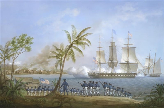 Louis Dodd | The American Frigate Potomac Attacking Malay Pirates at ...