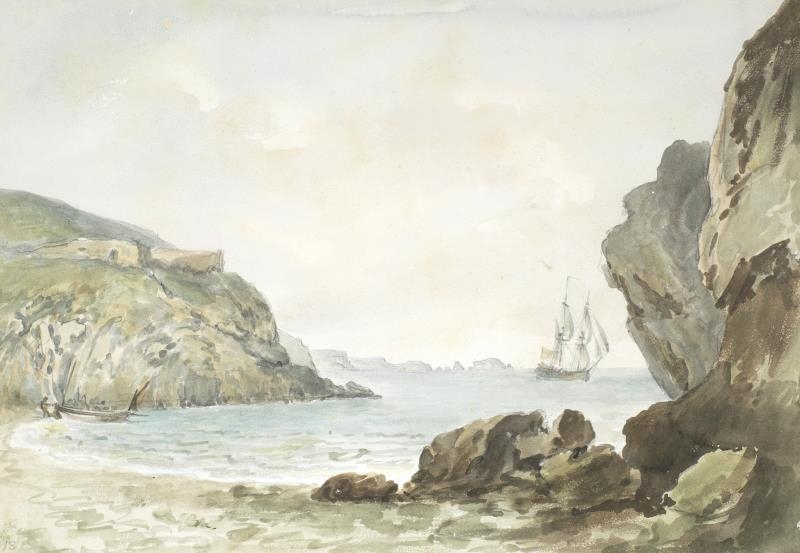 Nicholas Pocock | 2 Works: View of Tenby between Castle Island and St ...