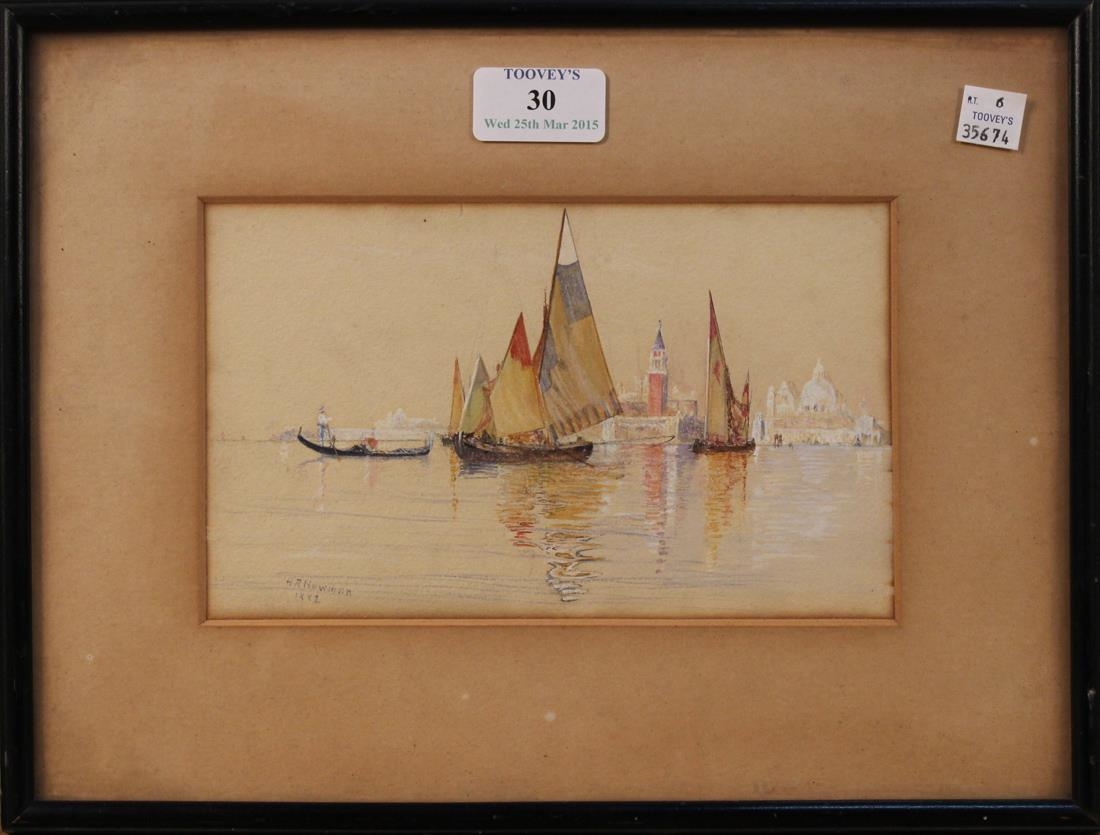 Henry Roderick Newman | Boats on the Lagoon (1882) | MutualArt