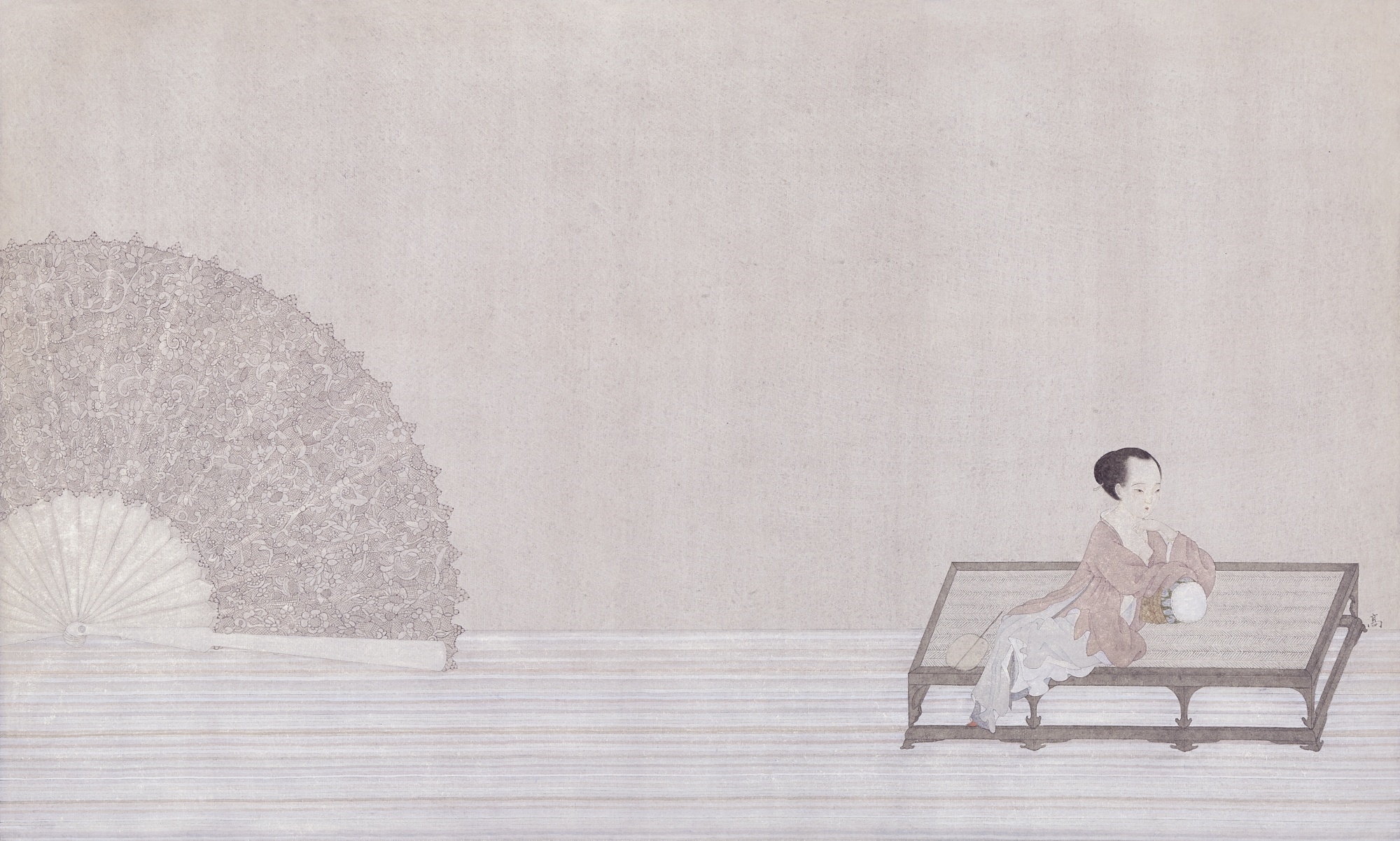 Gao Qian | LADY AND A FAN | MutualArt
