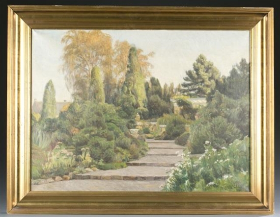 Fredrik Georg Andersen | Landscape of a garden with stairs (1928 ...
