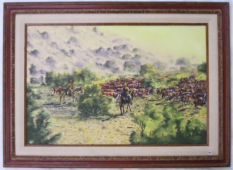 Louis Comer | Herding the cattle | MutualArt
