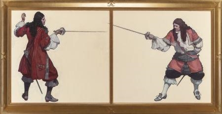 Mead Schaeffer | Diptych: Two Men Dueling with Swords (1932) | MutualArt