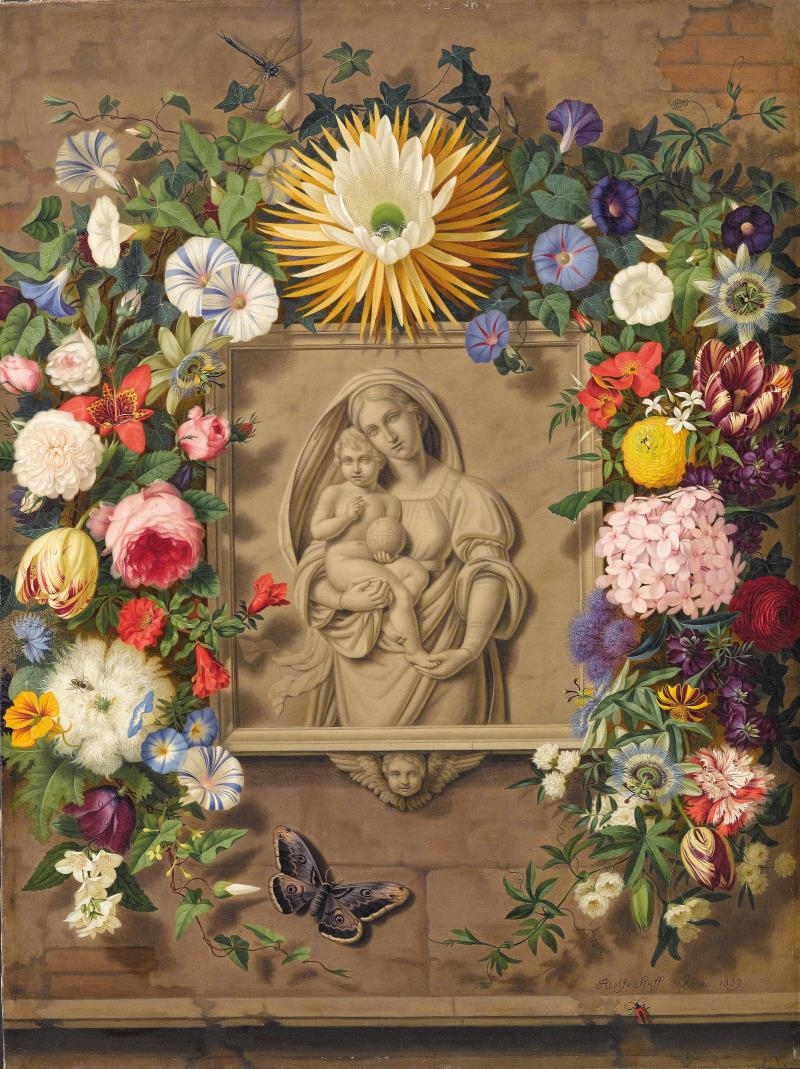 Adolf Carl Senff | Madonna with Child Wreathed in Flowers (1839 ...